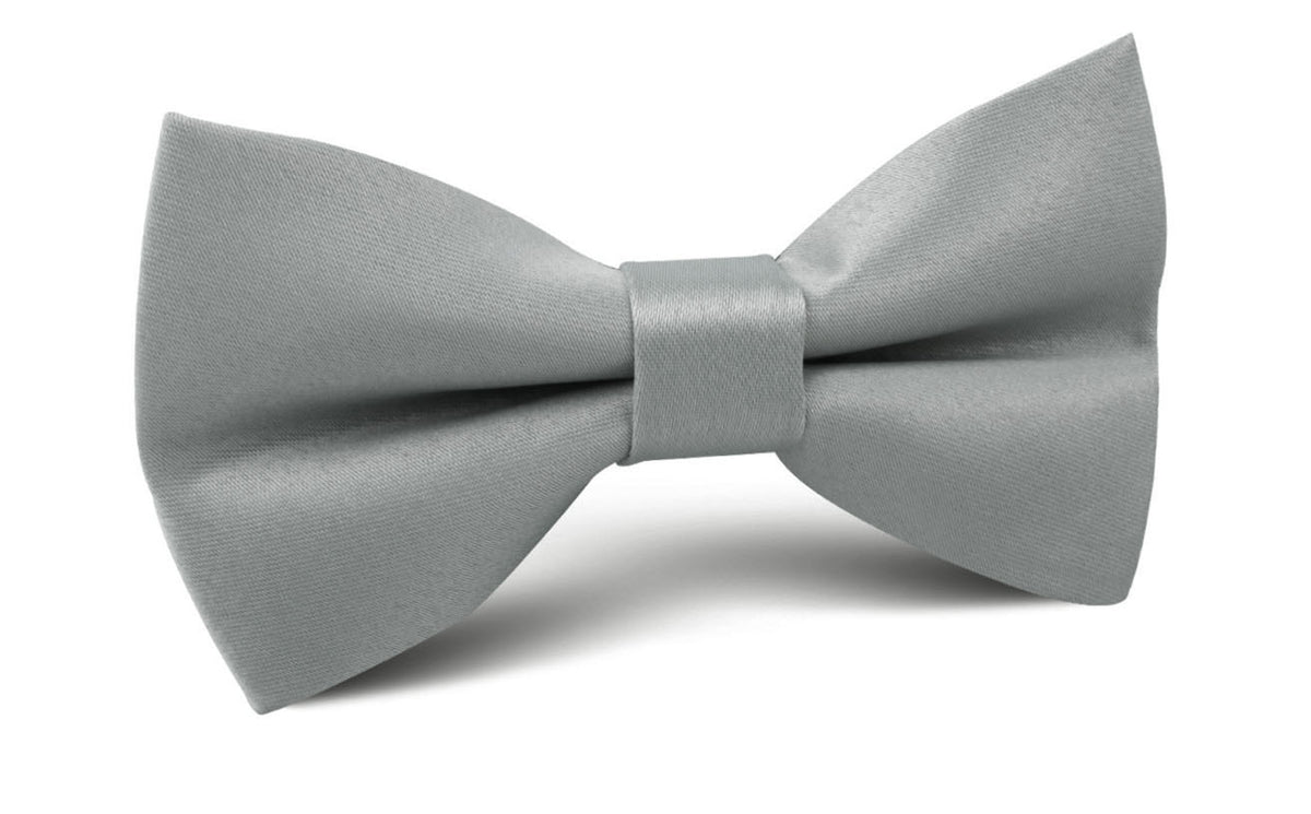 Mystic Silver Satin Bow Tie | Grey Wedding Men's Bowtie | OTAA