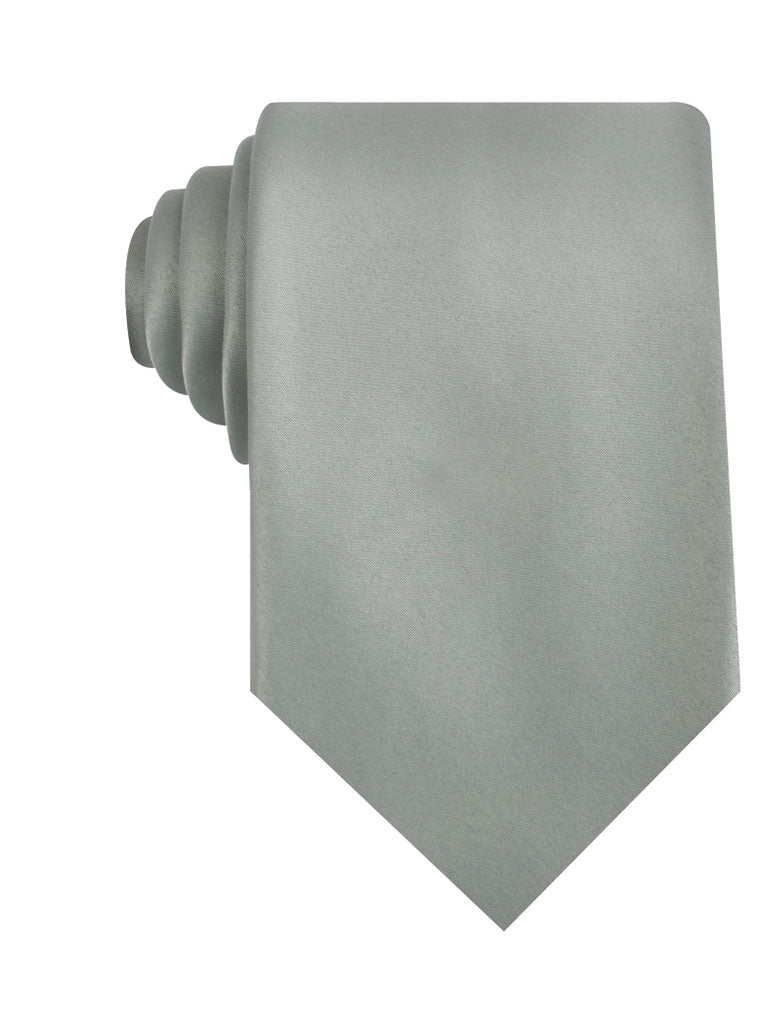 Mystic Silver Satin Necktie | Grey Wedding Ties for Men | OTAA