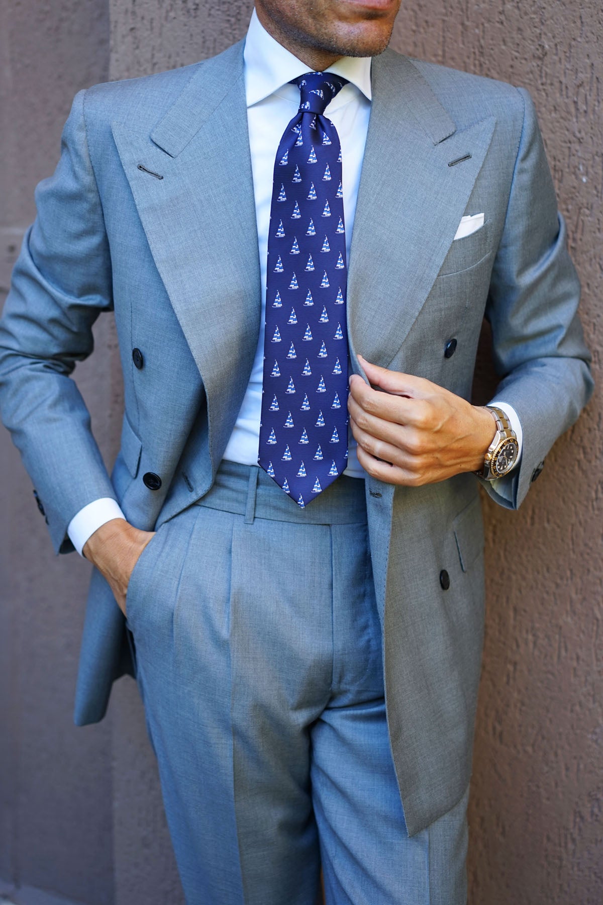 Navy Blue Sailor Boat Necktie | Nautical Sailboat Ties | Mens Neck Tie ...