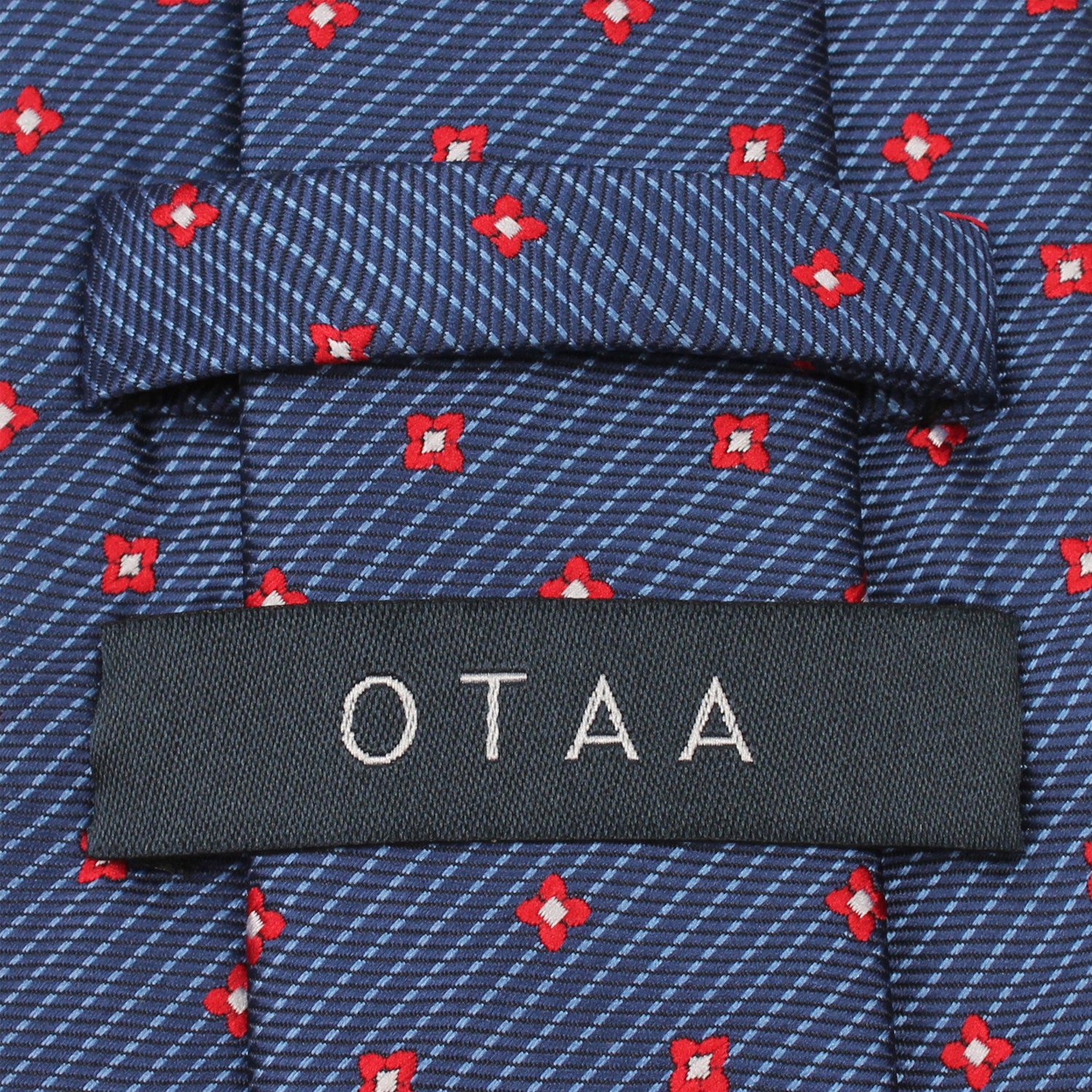 Navy Blue Tie Red Pattern | Geometric Ties | Unique Neckties for Men | OTAA