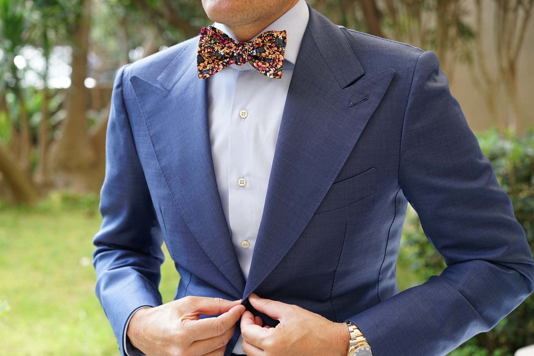 Orange Flowering Maple Self Bow Tie | Wedding Floral Self-Tied Bowties ...