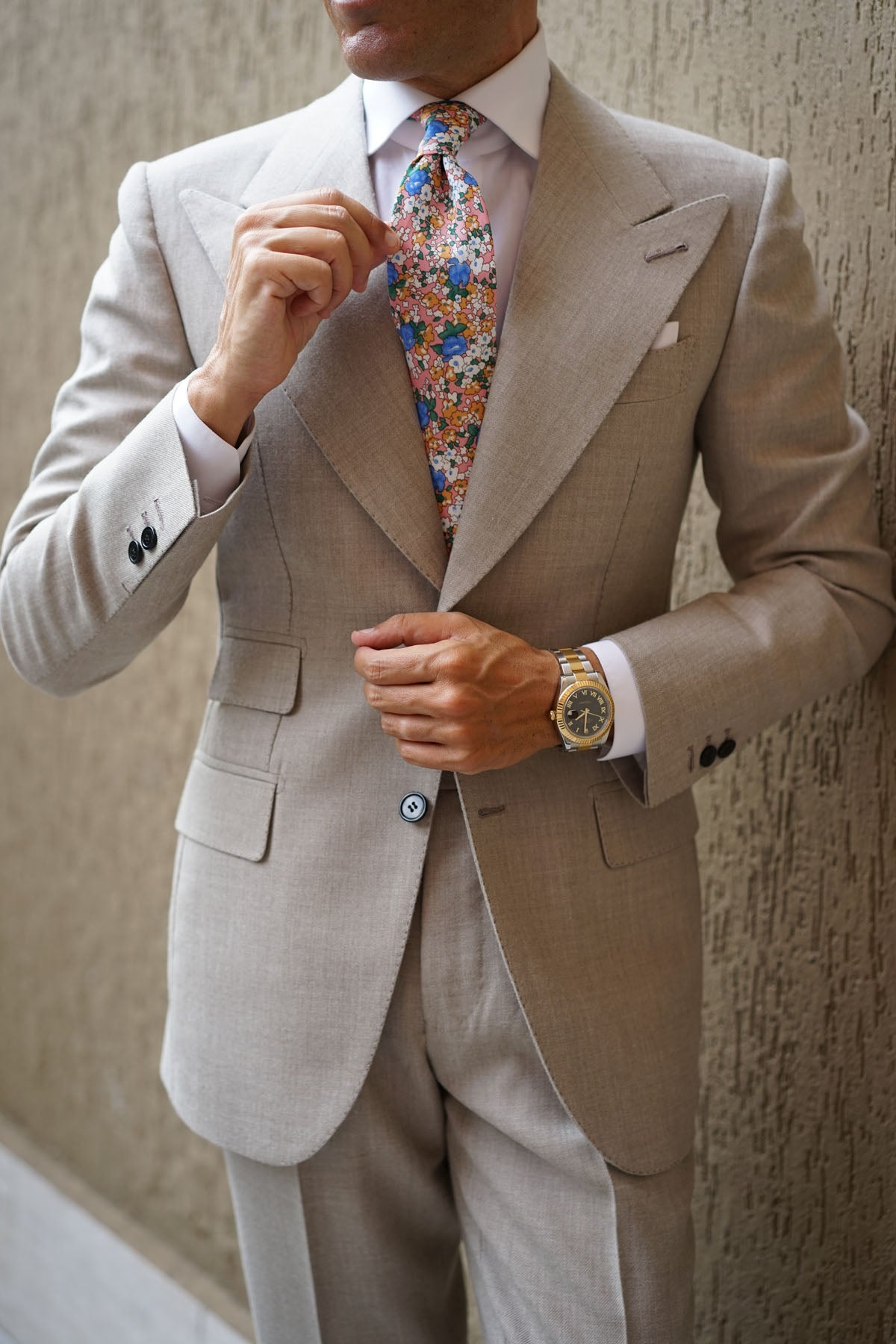 Panama Pink Floral Necktie | Flower Printed Tie | Wedding Ties for Men ...