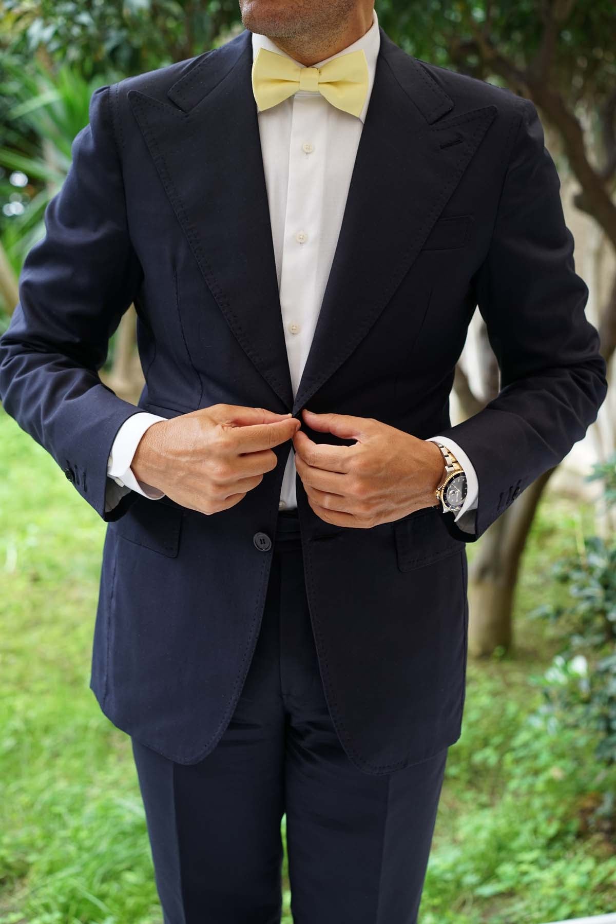 Pastel Yellow Cotton Bow Tie | Pale Lemon Bowtie | Wedding Bow Ties AU ...