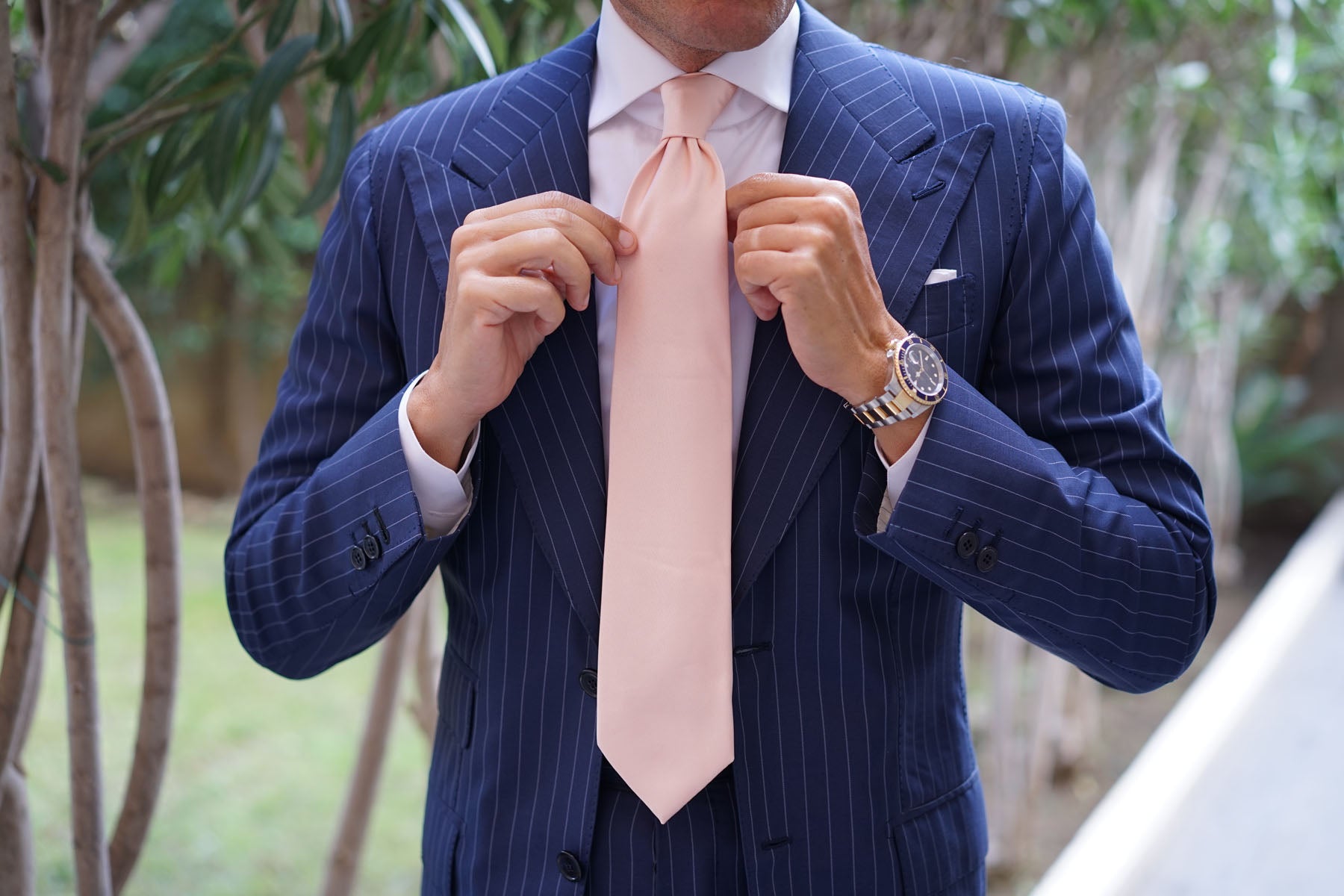 Peach Satin Necktie | Mens Petal Pink Tie | Wedding Ties for Groomsmen ...
