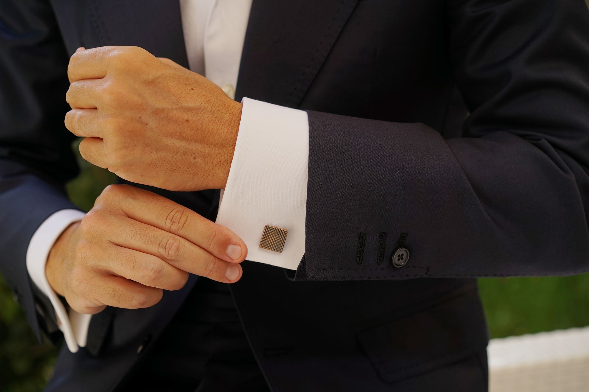 Piccadilly Antique Copper Cufflinks | Vintage Square Studded Cufflink ...