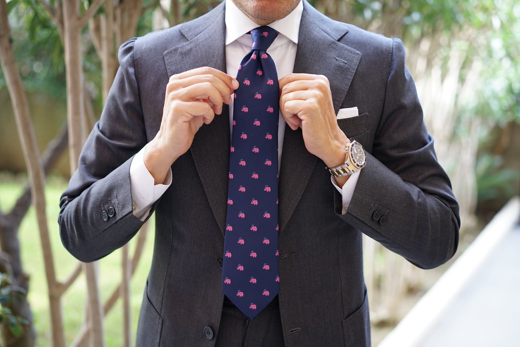 Pink Water Elephant Necktie | Animal Print Tie | Funny Ties for Men AU ...