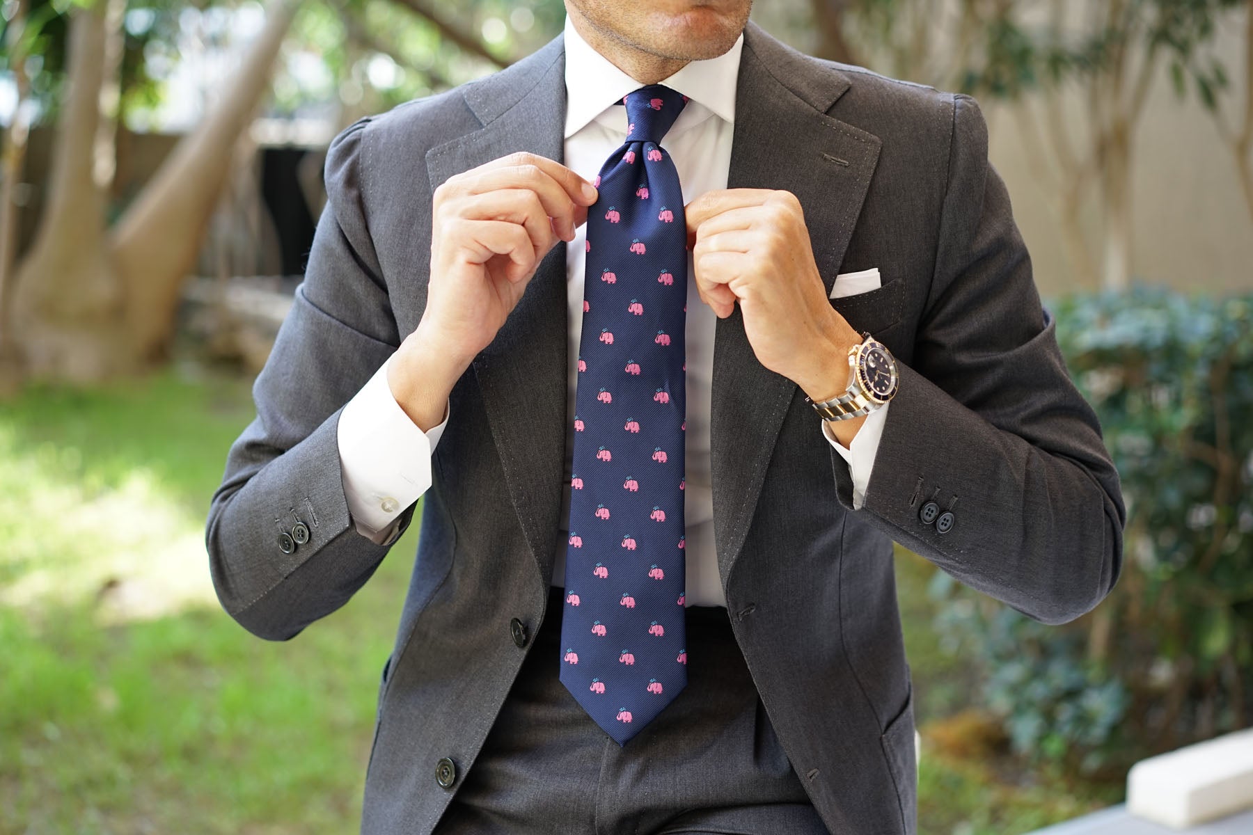 Pink Water Elephant Necktie | Animal Print Tie | Funny Ties for Men AU ...
