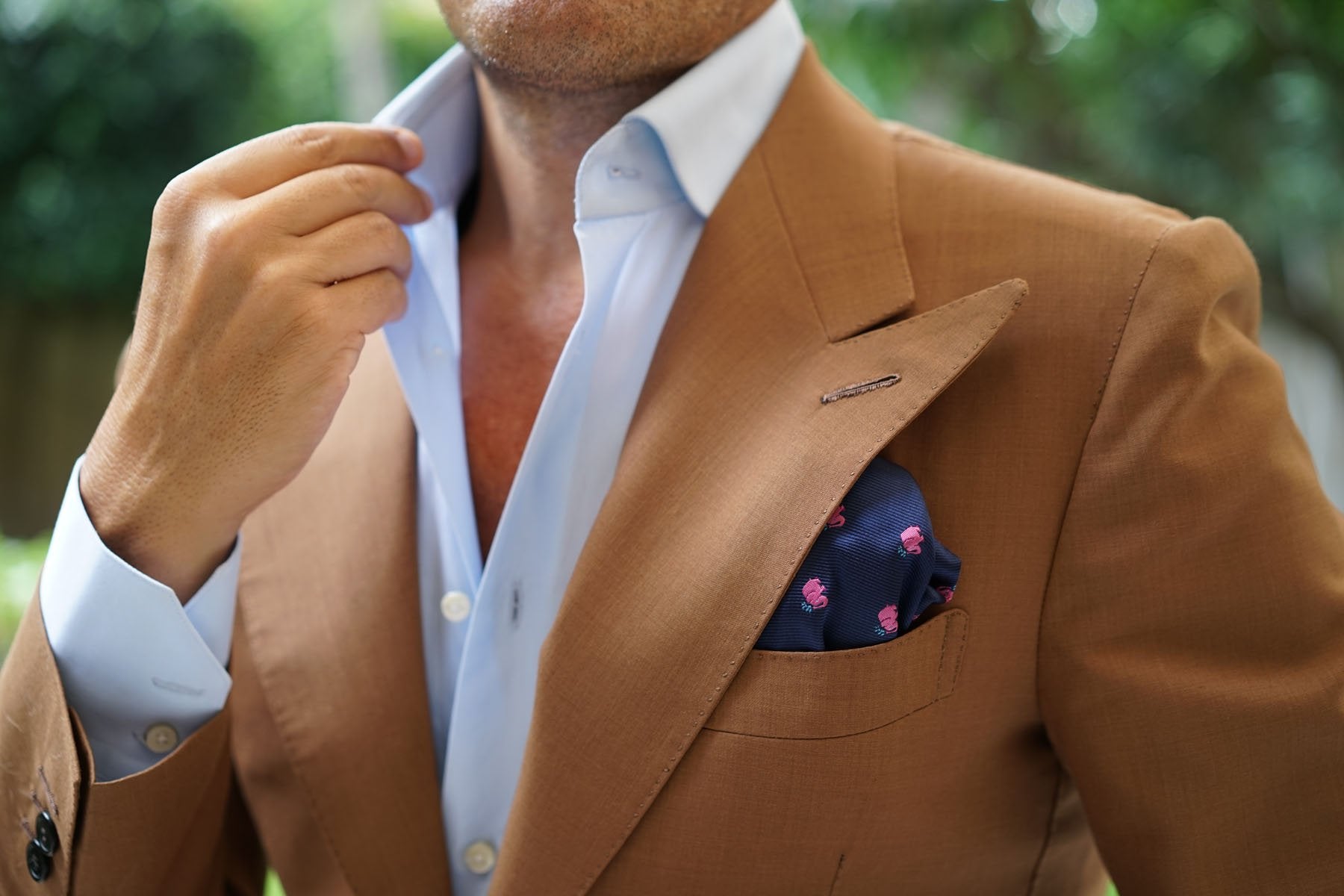 Pink Water Elephant Pocket Square | Animal Men Handkerchief | OTAA