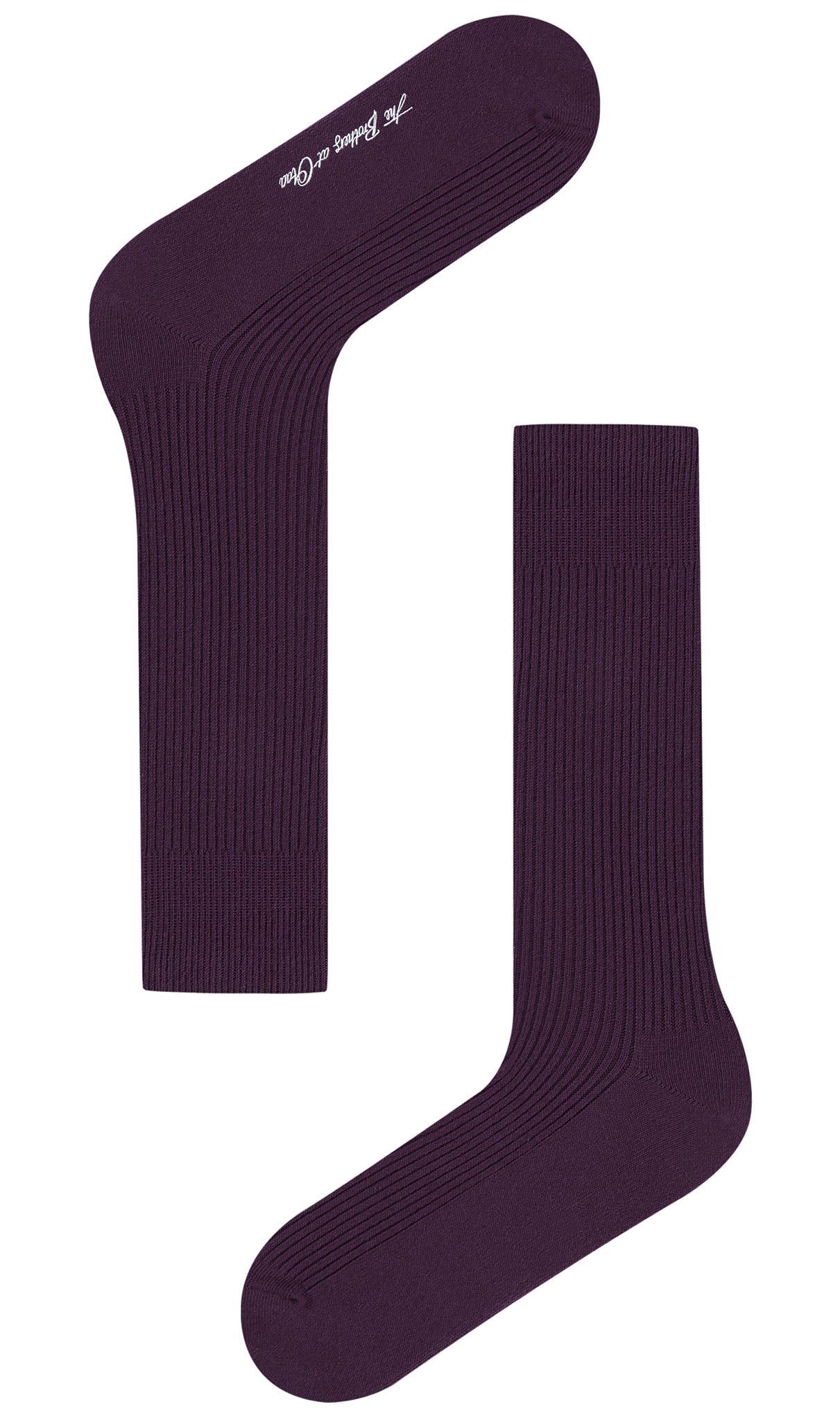 Plum Purple Ribbed Socks | Men's Casual Solid Color Crew Dress Socks | OTAA