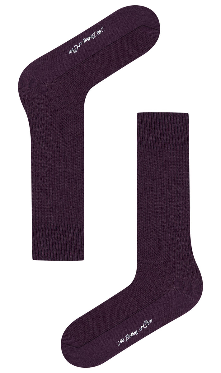 Plum Purple Textured Socks | Men's Casual Solid Color Crew Dress Socks ...