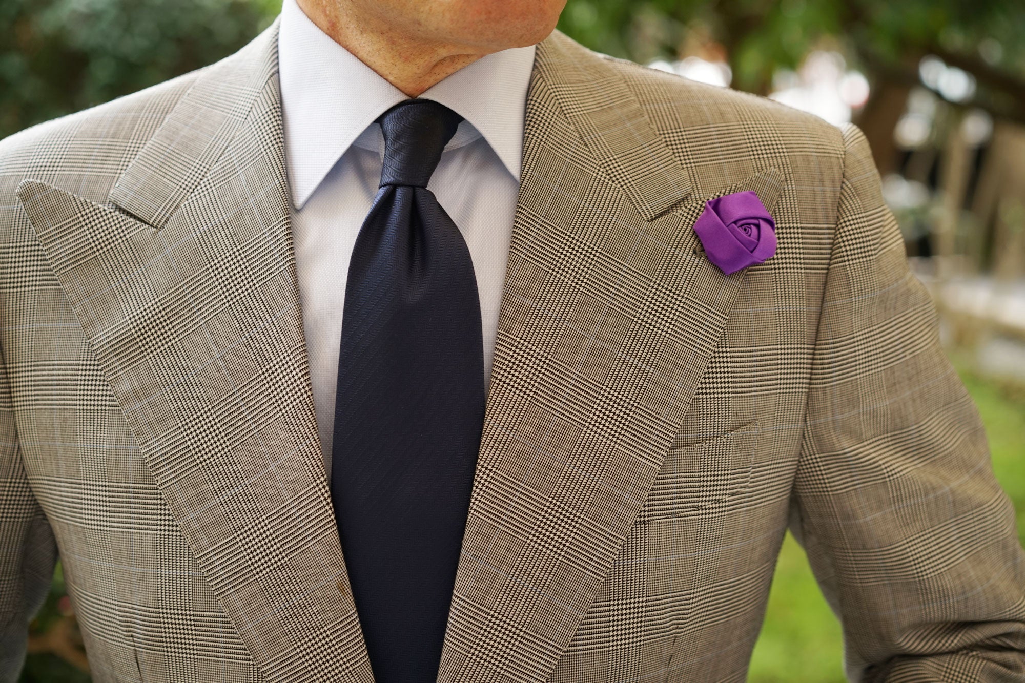Purple Satin Rose Lapel Pin | Mens Rosebud Flower Boutonniere Pins | OTAA