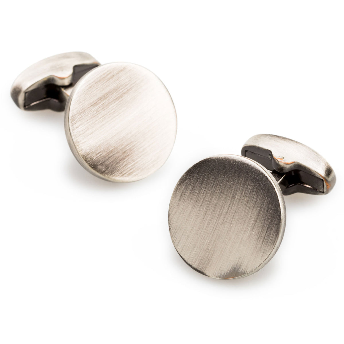 La Motta Antique Silver Circle Cufflinks | Brushed Round Cuff Links | OTAA