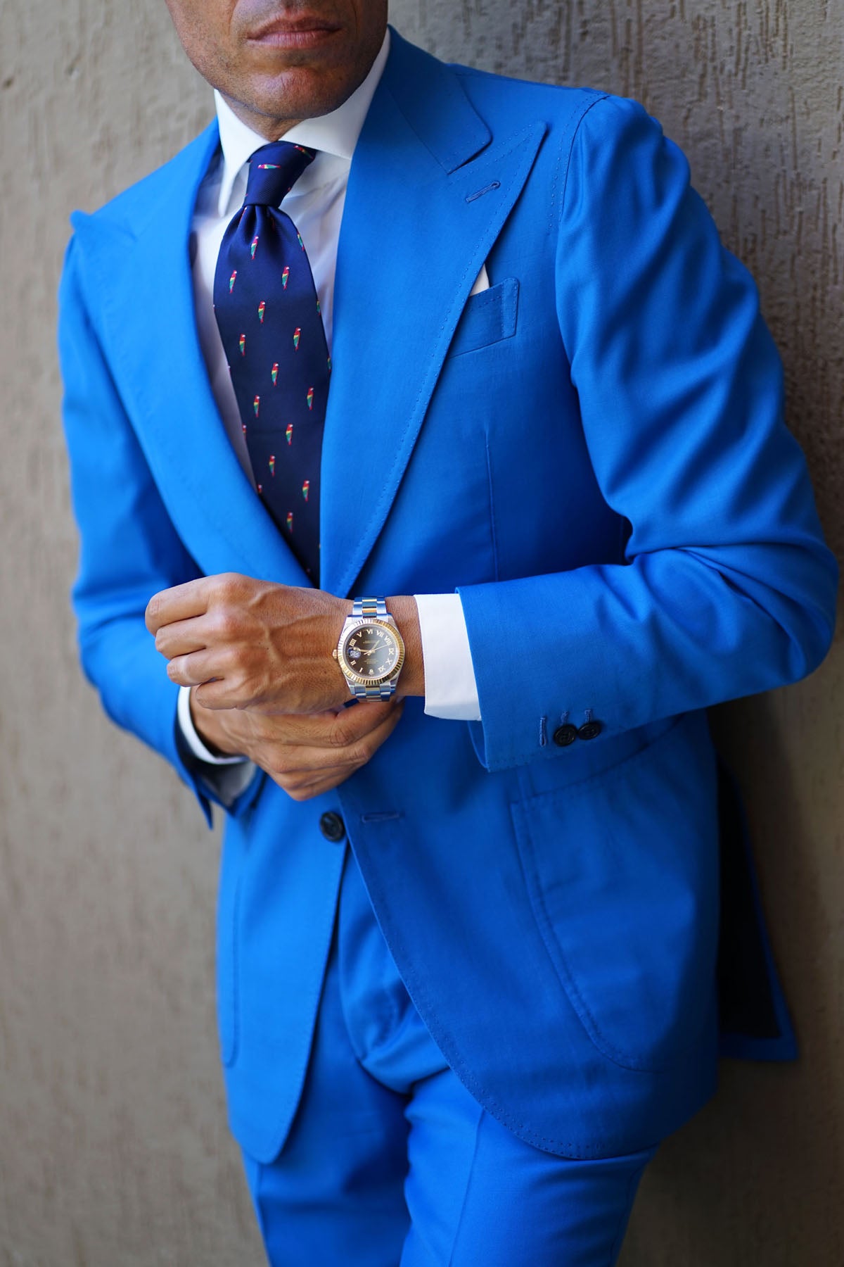 Rainbow Parrot Necktie | Navy Blue Bird Tie | Shop Animal Ties for Men ...