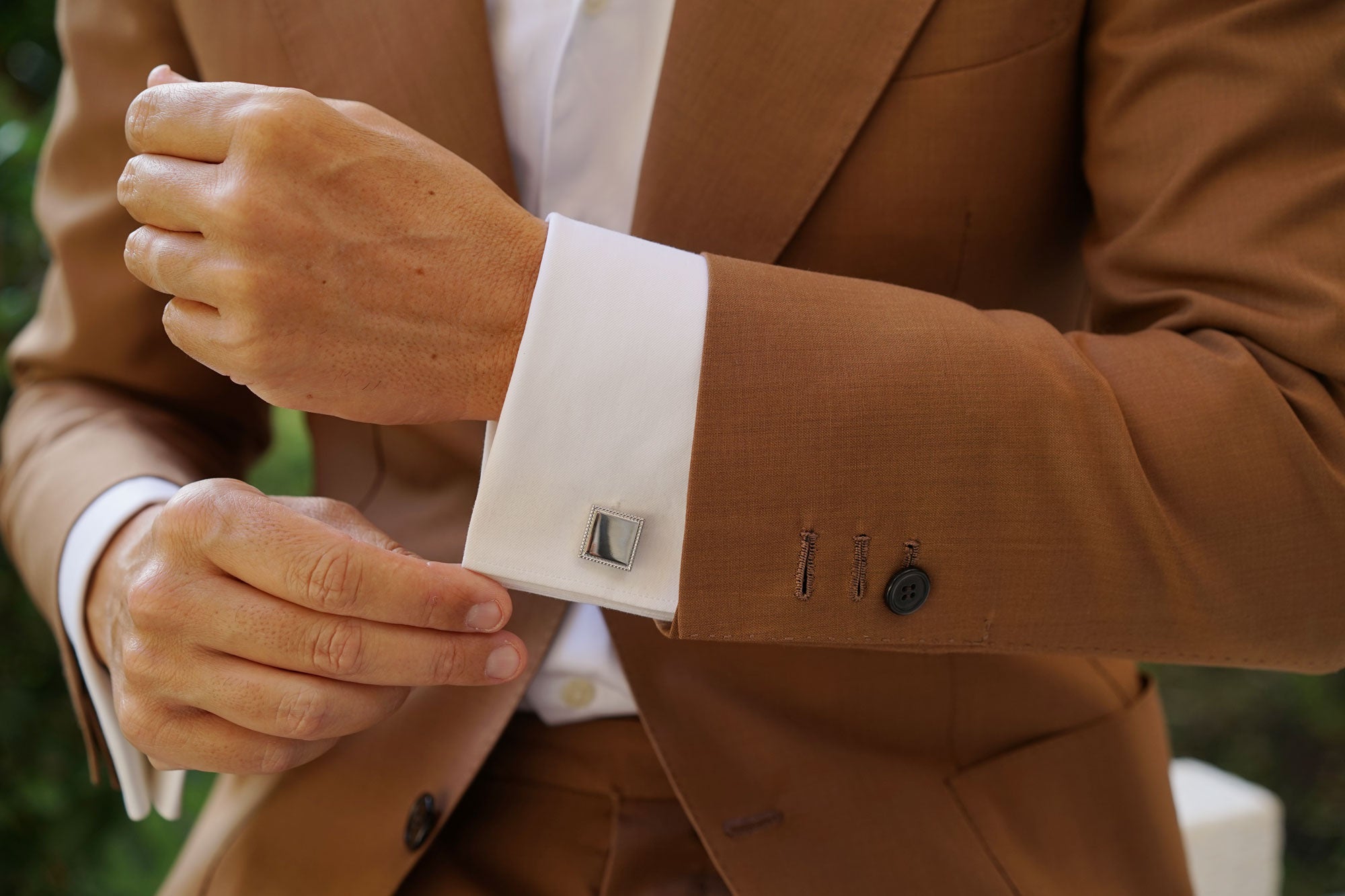 Raphael Silver Cufflinks | Classic Square Rope Edge Engraved Cufflink ...