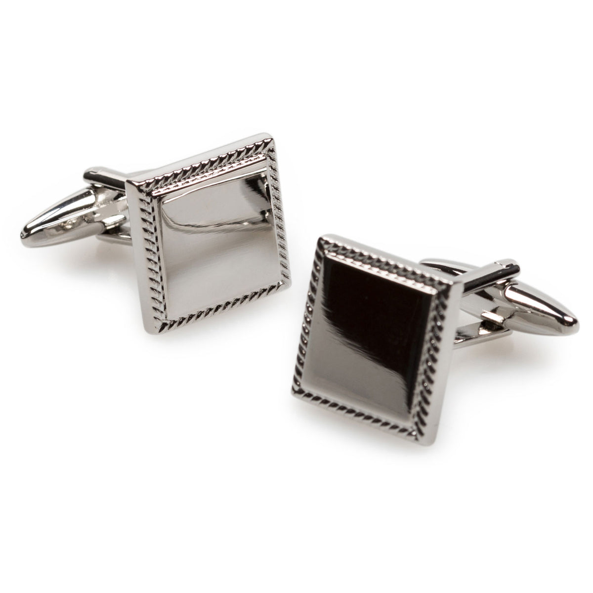 Raphael Silver Cufflinks | Classic Square Rope Edge Engraved Cufflink ...