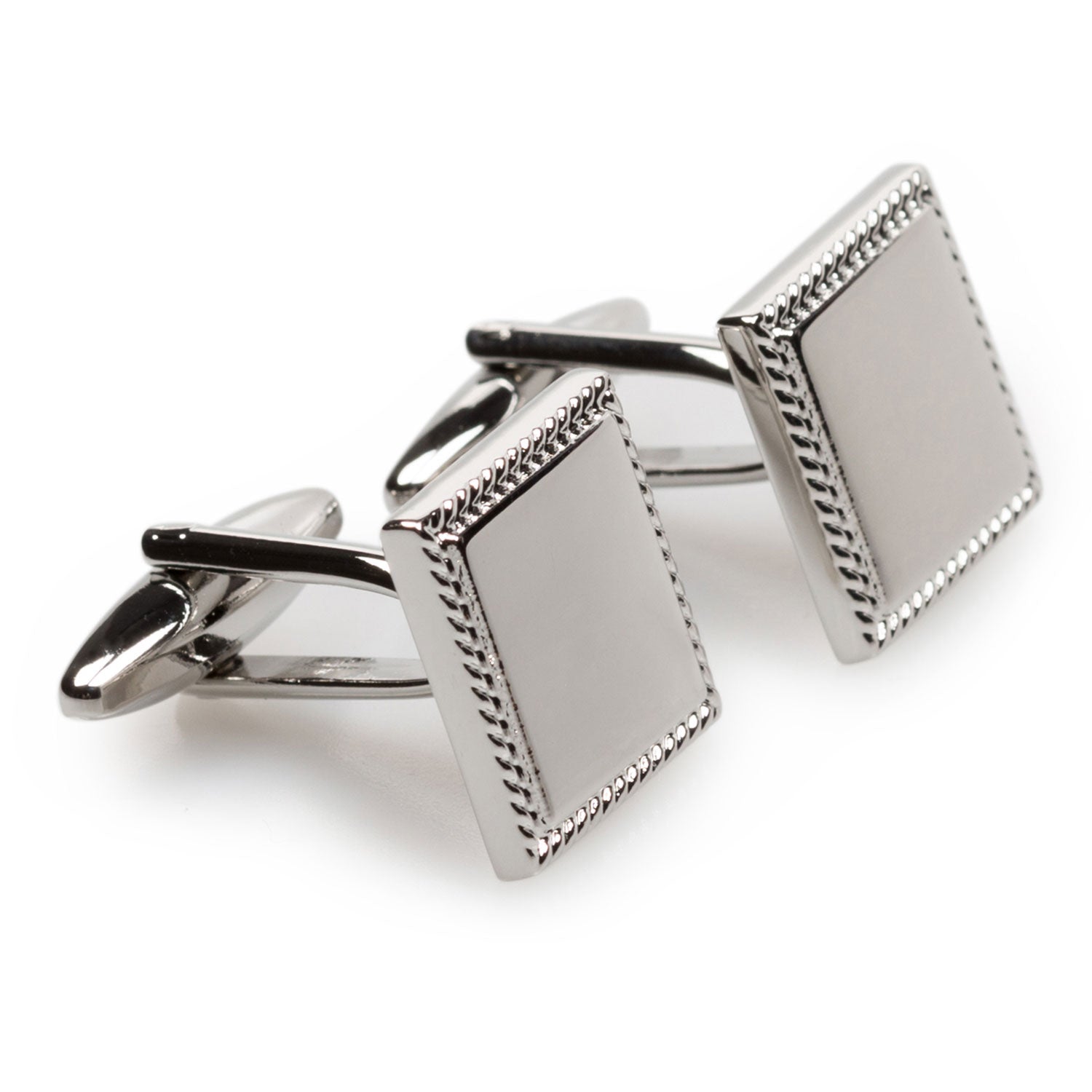Raphael Silver Cufflinks | Classic Square Rope Edge Engraved Cufflink ...