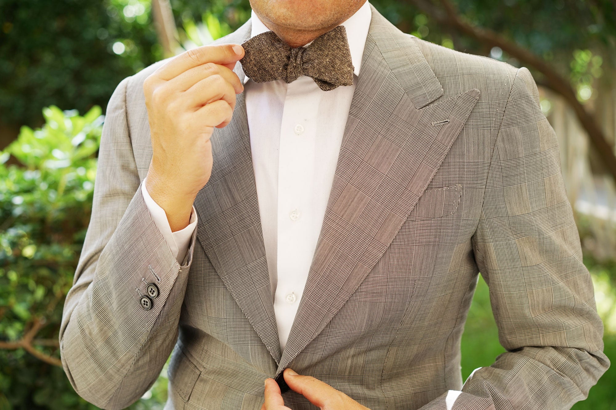 Raw Cocoa Sharkskin Diamond Self Bow Tie | Brown Self-Tied Bowtie Ties ...