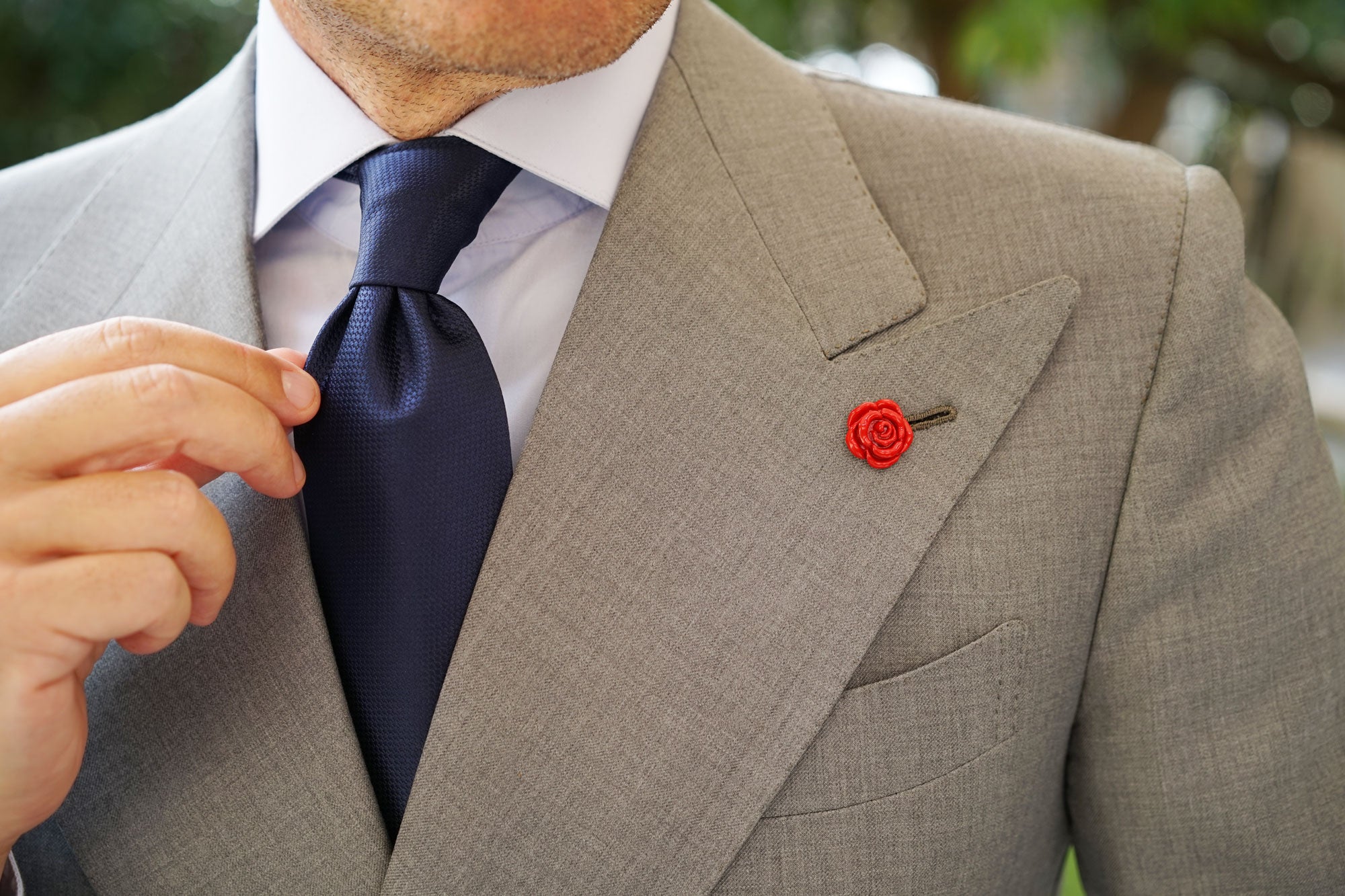 Red Rose Metal Lapel Pin | Flower Lapel Pins | Mens Suit Boutonniere | OTAA