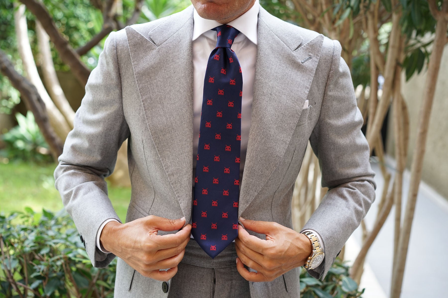 Red Pixel Monster Necktie | Shop Gamer Tie | Men's Novelty Ties | OTAA