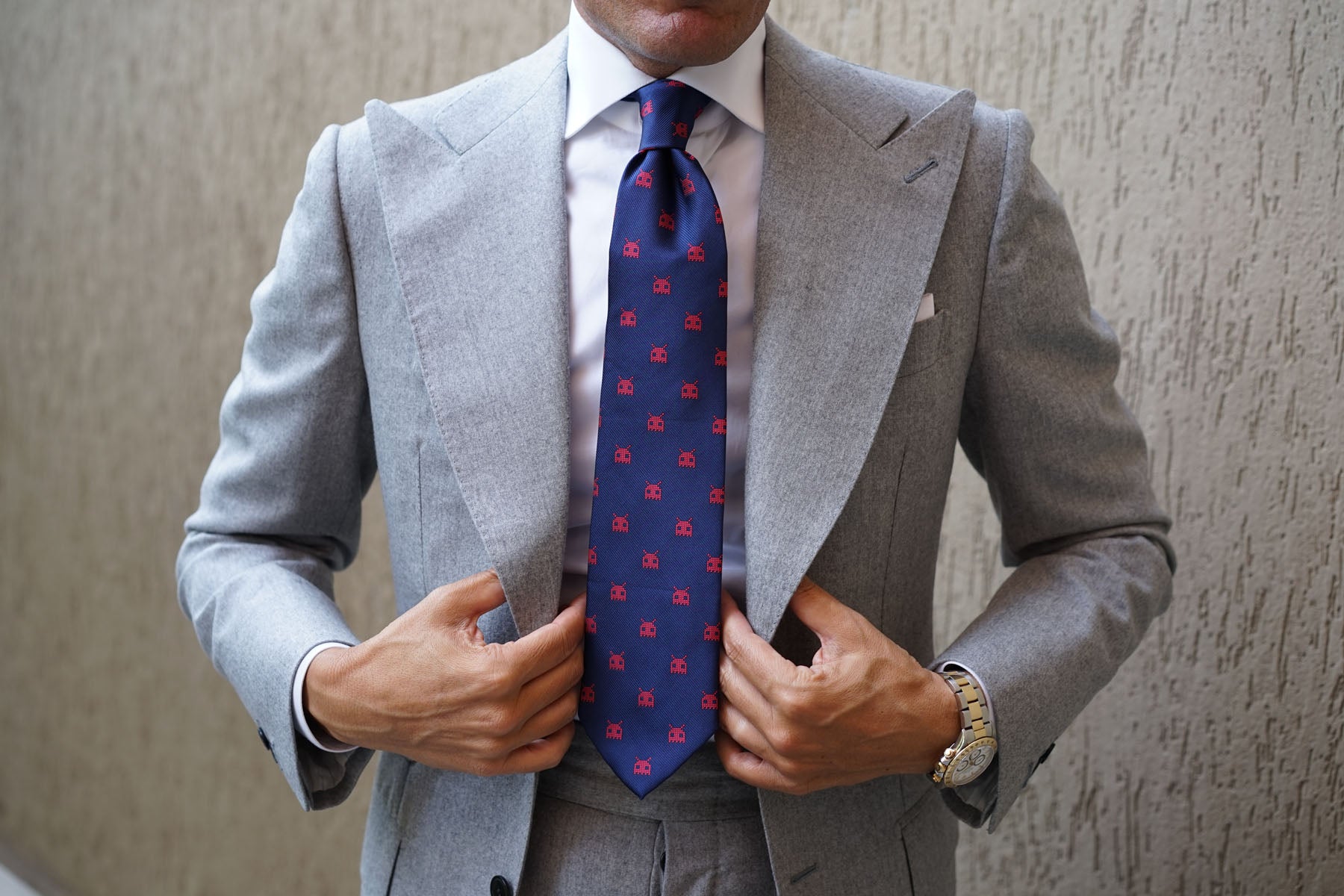 Red Pixel Monster Necktie | Shop Gamer Tie | Men's Novelty Ties | OTAA