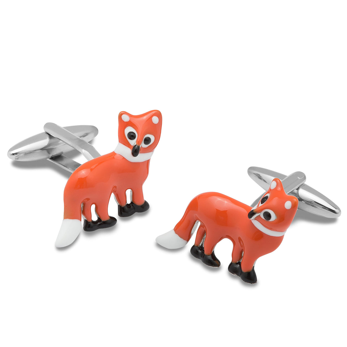Red Fox Cufflinks | Orange Foxes Cufflink | Animal Silver Cuff Links | OTAA