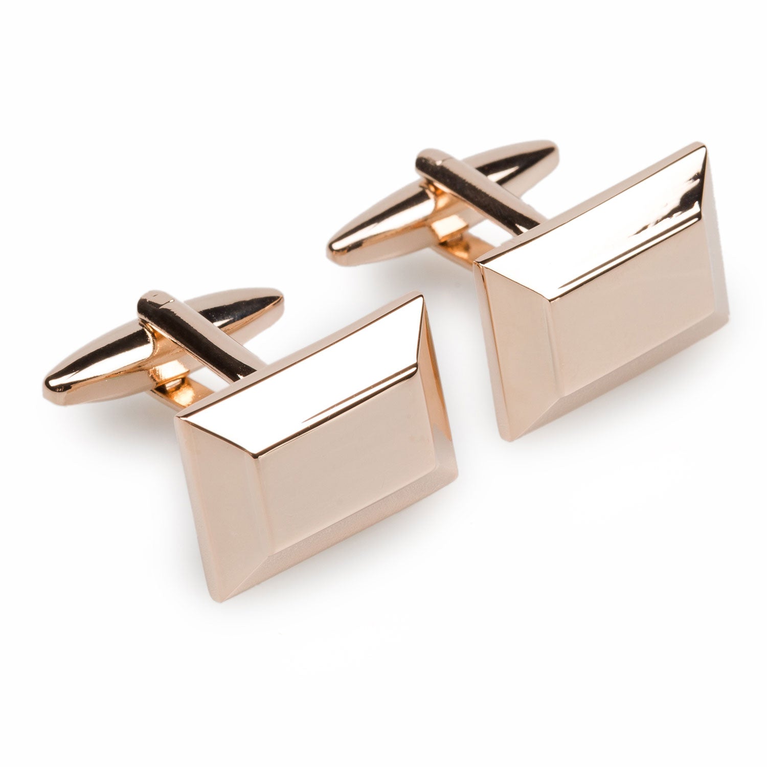 Reed Rose Gold Rectangle Cufflinks | Men Elegant Ingot Bar Cuff Links ...