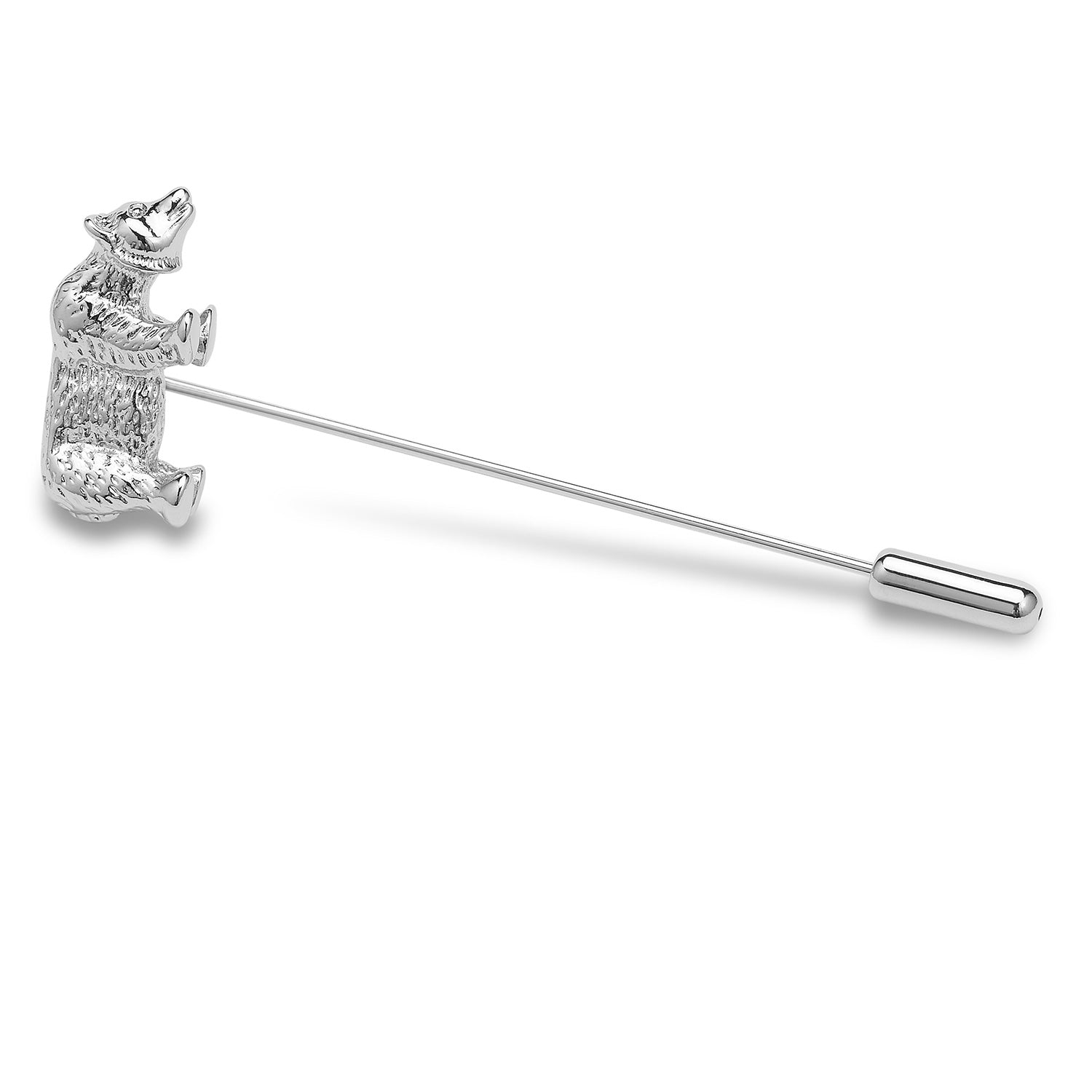 Hardy Bear Lapel Pin | Grizzly Boar Animal Silver Metal Lapel Pins | OTAA