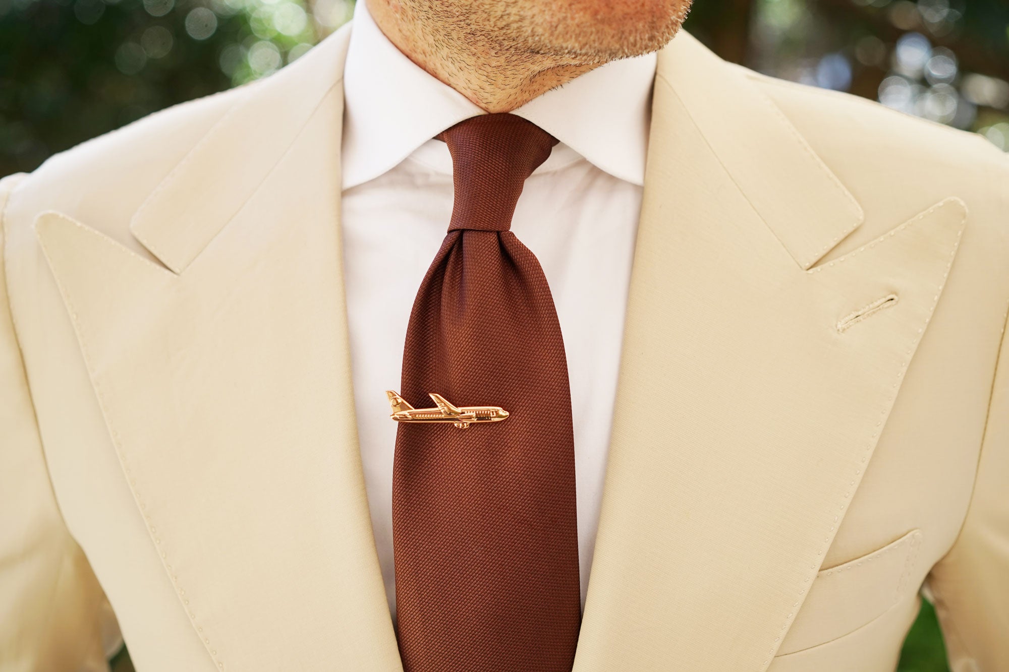 Rose Gold Airplane Tie Bar | Cool Pilot Tie Clip | Mens Necktie Pin | OTAA