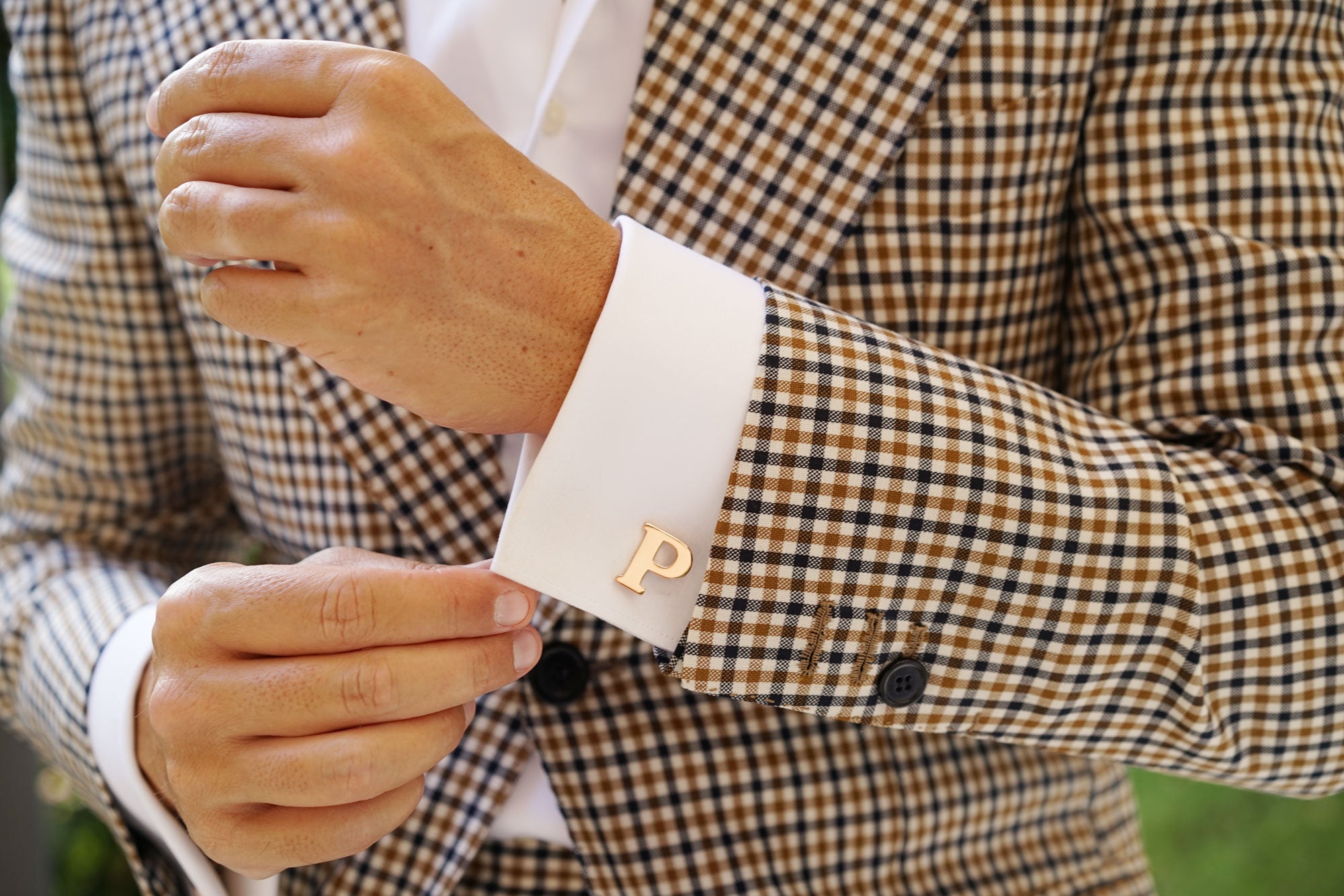 Rose Gold Letter P Cufflinks | Personalised Alphabet Initials Cufflink ...
