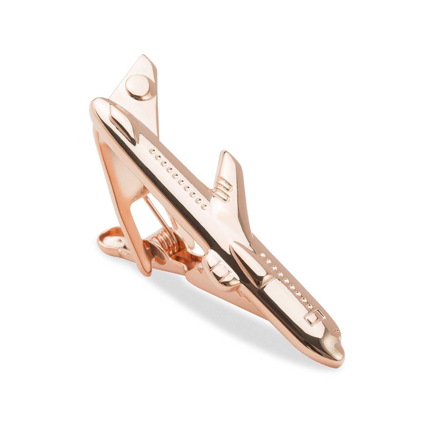 Rose Gold Airplane Tie Bar | Cool Pilot Tie Clip | Mens Necktie Pin | OTAA