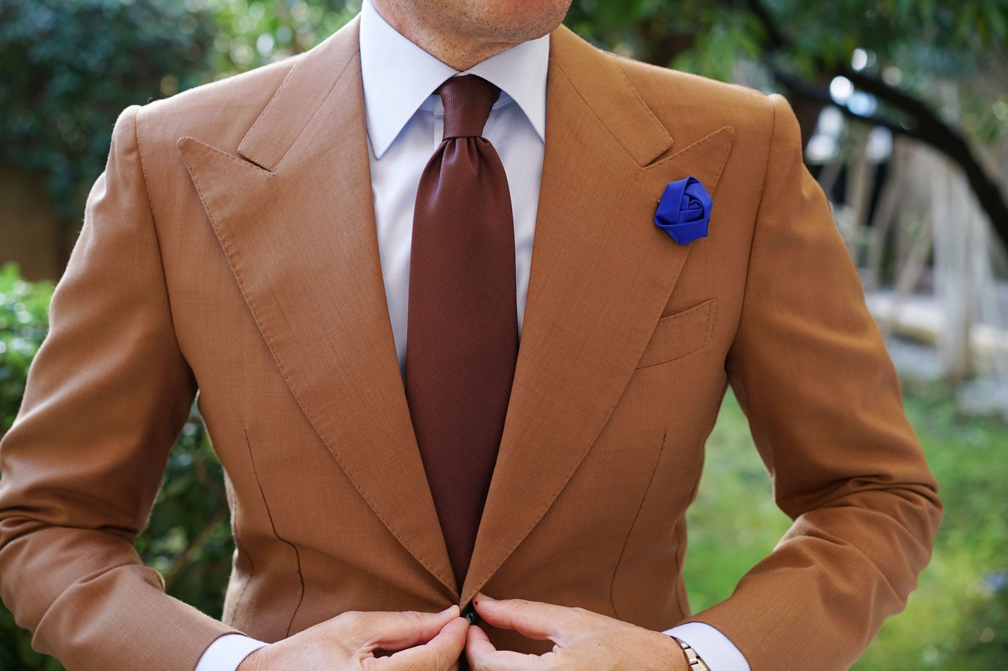 Royal Blue Satin Rose Lapel Pin | Mens Rosebud Flower Boutonniere Pins ...