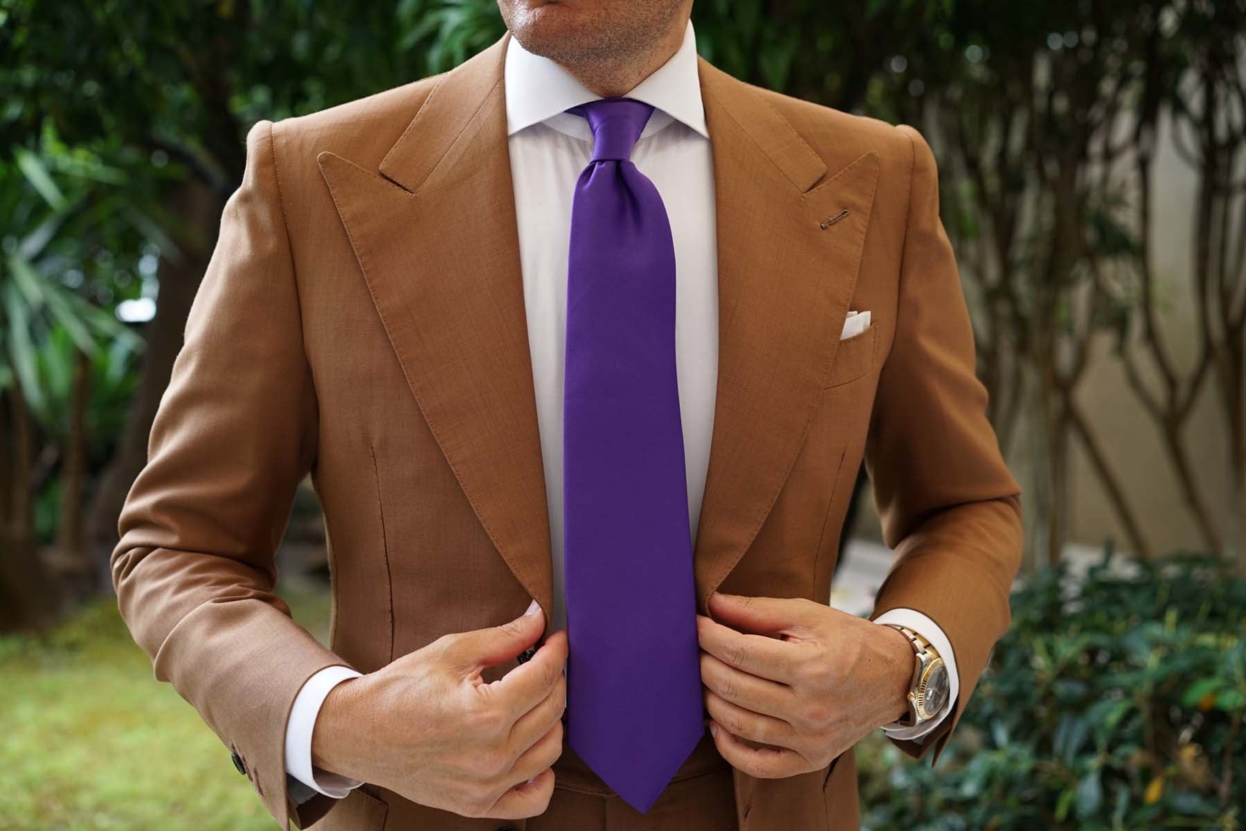 Royal Violet Purple Satin Necktie | Regency Men's Ties | OTAA