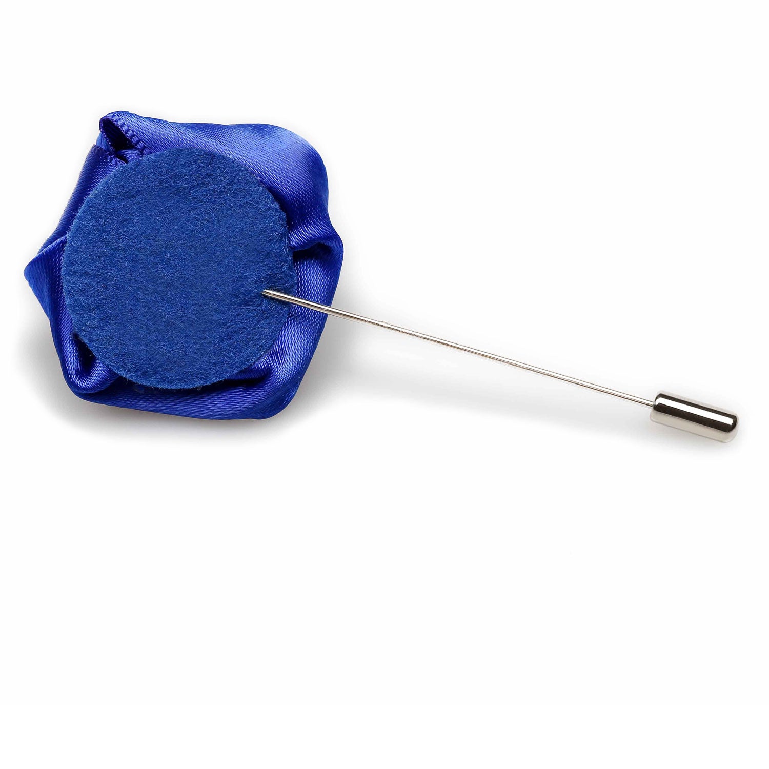 Royal Blue Satin Rose Lapel Pin | Mens Rosebud Flower Boutonniere Pins ...