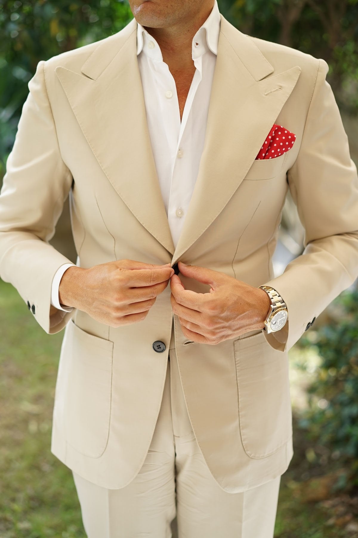 Royal Red Polka Dots Pocket Square | Mens Handkerchief | Australia | OTAA