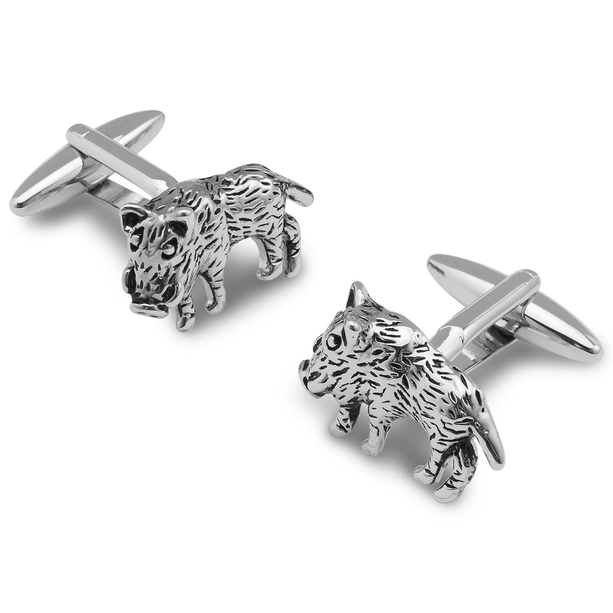 Sahara Warthog Cufflinks | Silver Boar Cuff Links Animal Wild Pig | OTAA