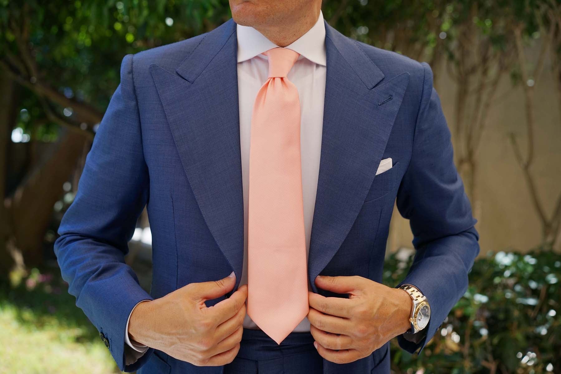 Salmon Frosty Pink Twill Necktie | Weddings Groomsmen Ties | OTAA