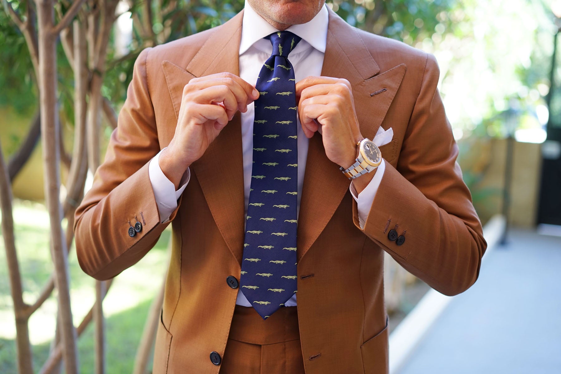 Saltwater Crocodile Tie | Navy Blue Animal Ties | Cool Necktie for Men ...