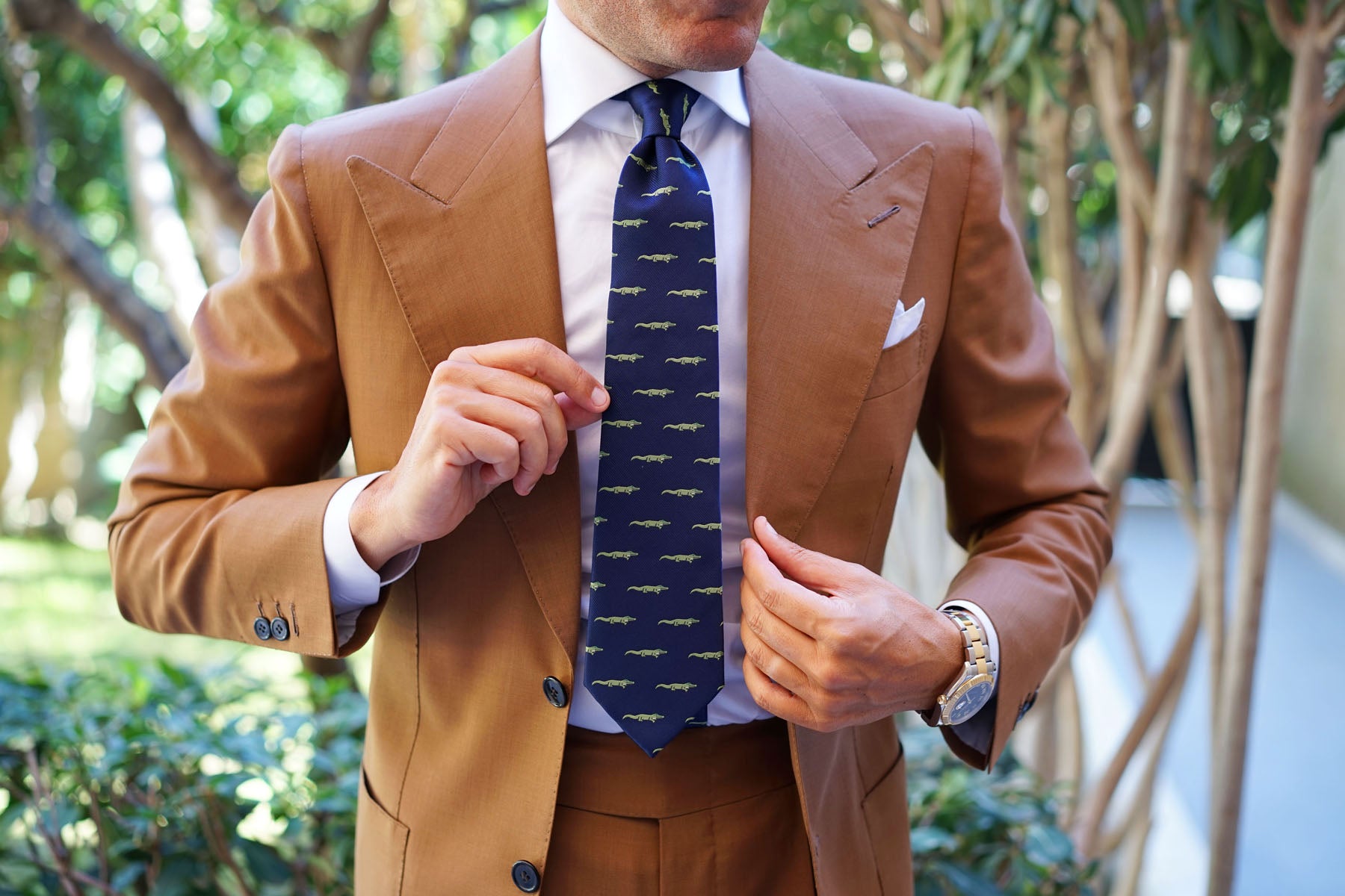 Saltwater Crocodile Tie | Navy Blue Animal Ties | Cool Necktie for Men ...
