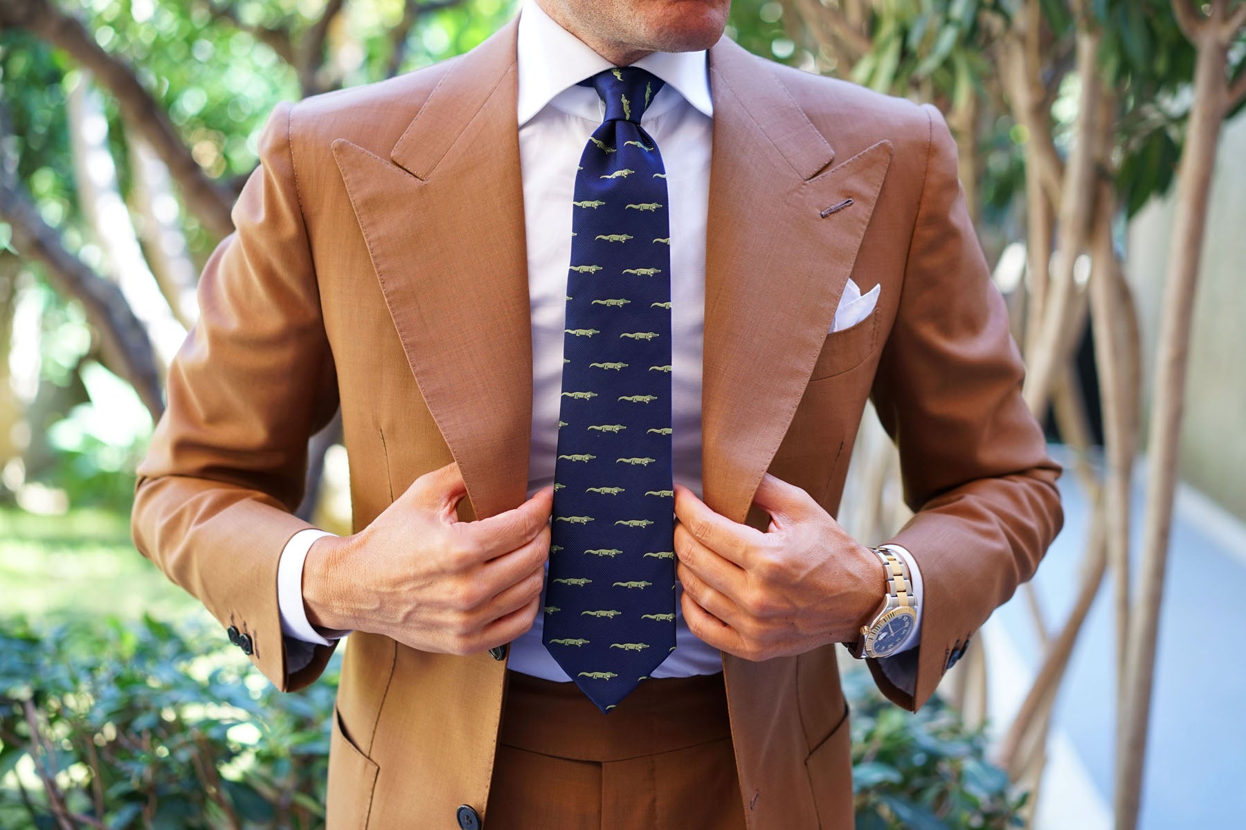 Saltwater Crocodile Tie | Navy Blue Animal Ties | Cool Necktie for Men ...