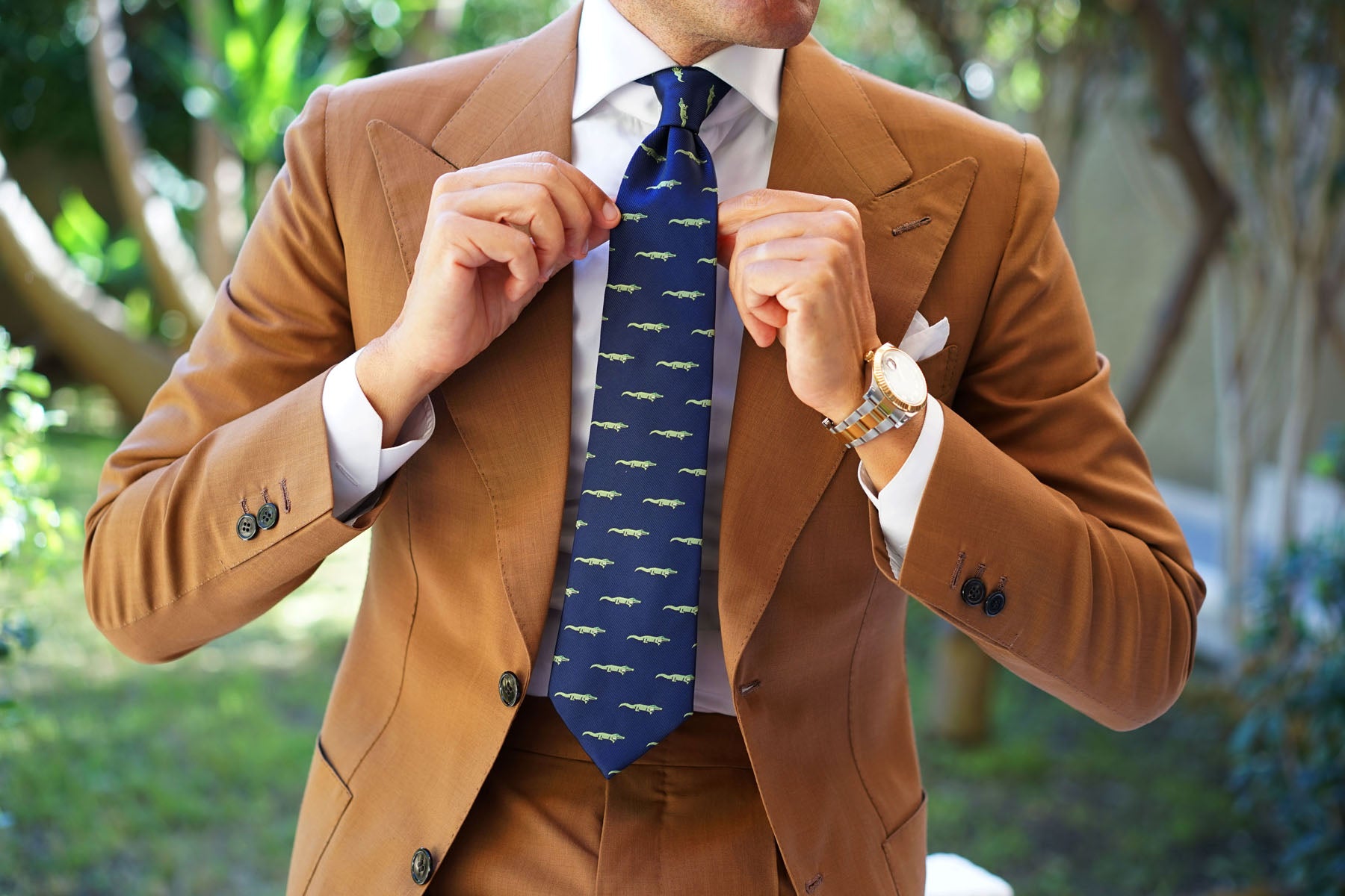 Saltwater Crocodile Tie | Navy Blue Animal Ties | Cool Necktie for Men ...