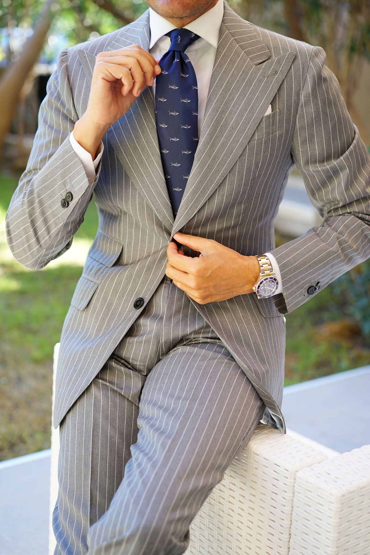 Shark Tie | Nautical Fish Ties | Navy Blue Animal Neckties for Men AU ...