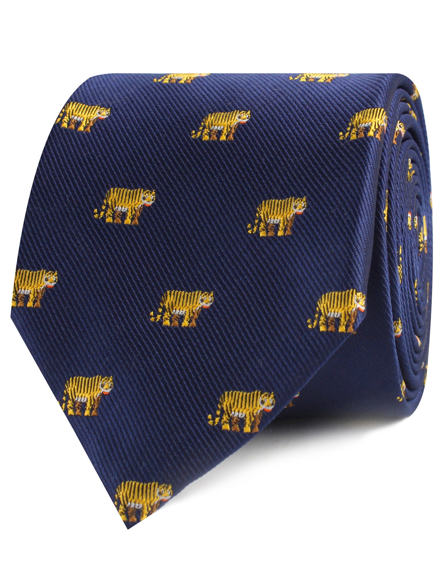 Siberian Tiger Tie | Navy Blue Animal Print Ties | Mens Unique Necktie ...