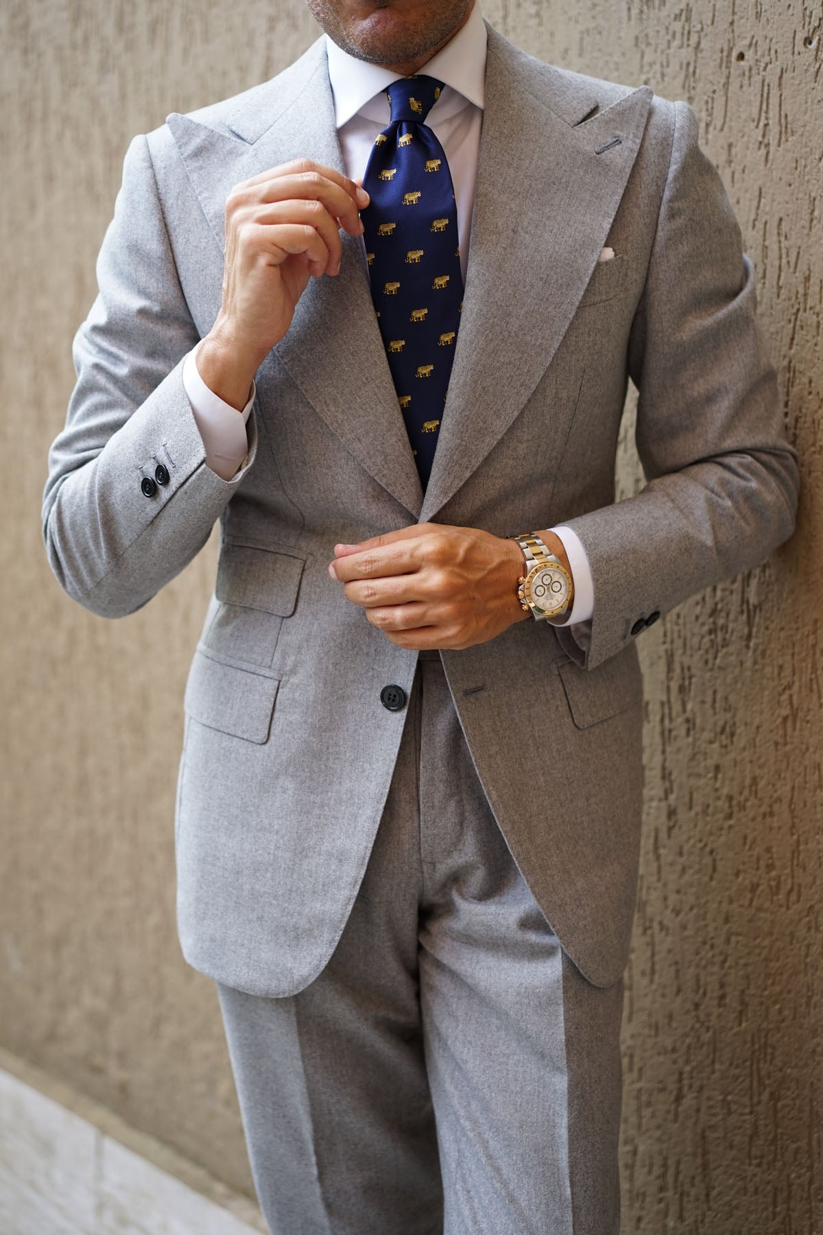 Siberian Tiger Tie | Navy Blue Animal Print Ties | Mens Unique Necktie ...