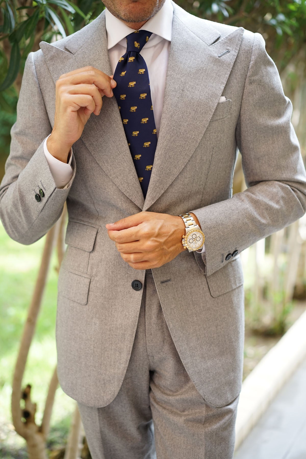 Siberian Tiger Tie | Navy Blue Animal Print Ties | Mens Unique Necktie ...