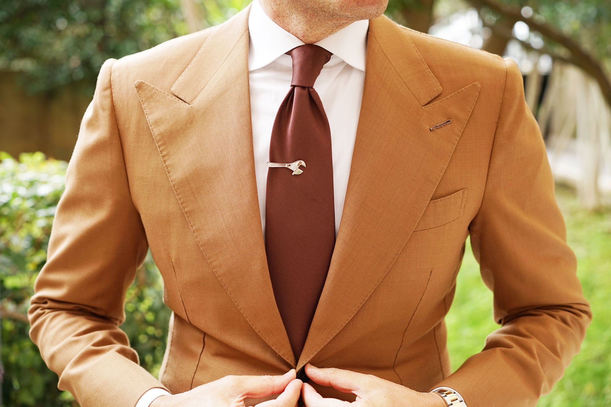 Silver Shifting Spanner Tool Tie Bar | Adjustable Wrench Tie Clip Bars ...