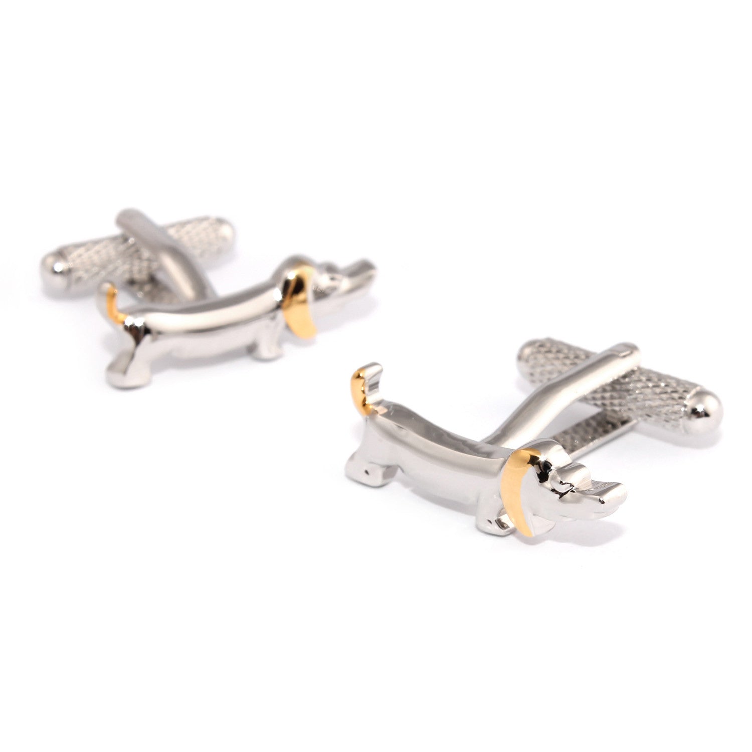 Silver Dog Cufflinks | Dachshund Sausage Dogs Custom Animal Cufflink | OTAA