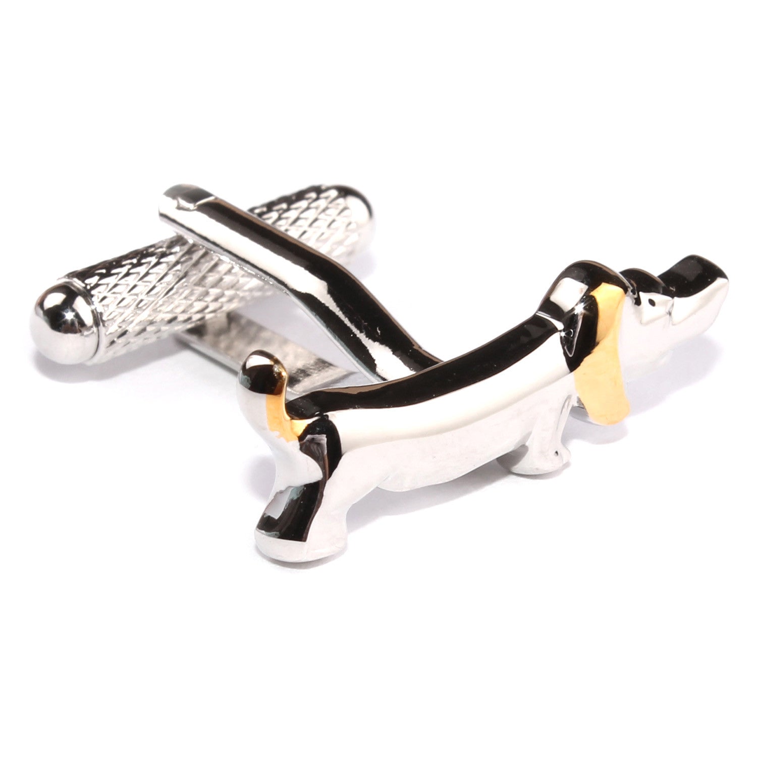 Silver Dog Cufflinks | Dachshund Sausage Dogs Custom Animal Cufflink | OTAA