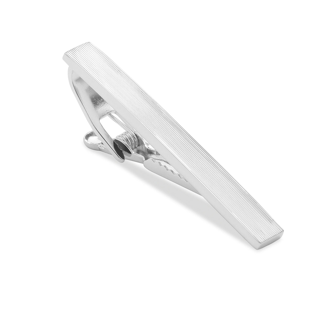 Silver Horizontal Lines Tie Bar | Classic Engraved Fine Lines Tie Clip ...