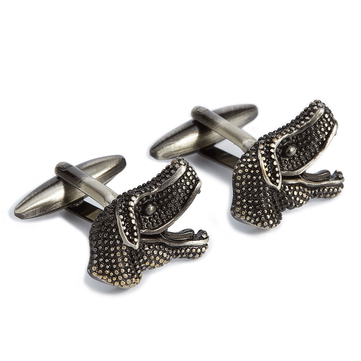 Silver Raptor Dinosaur Cufflinks | Black Crystal Animal Skull Cufflink ...