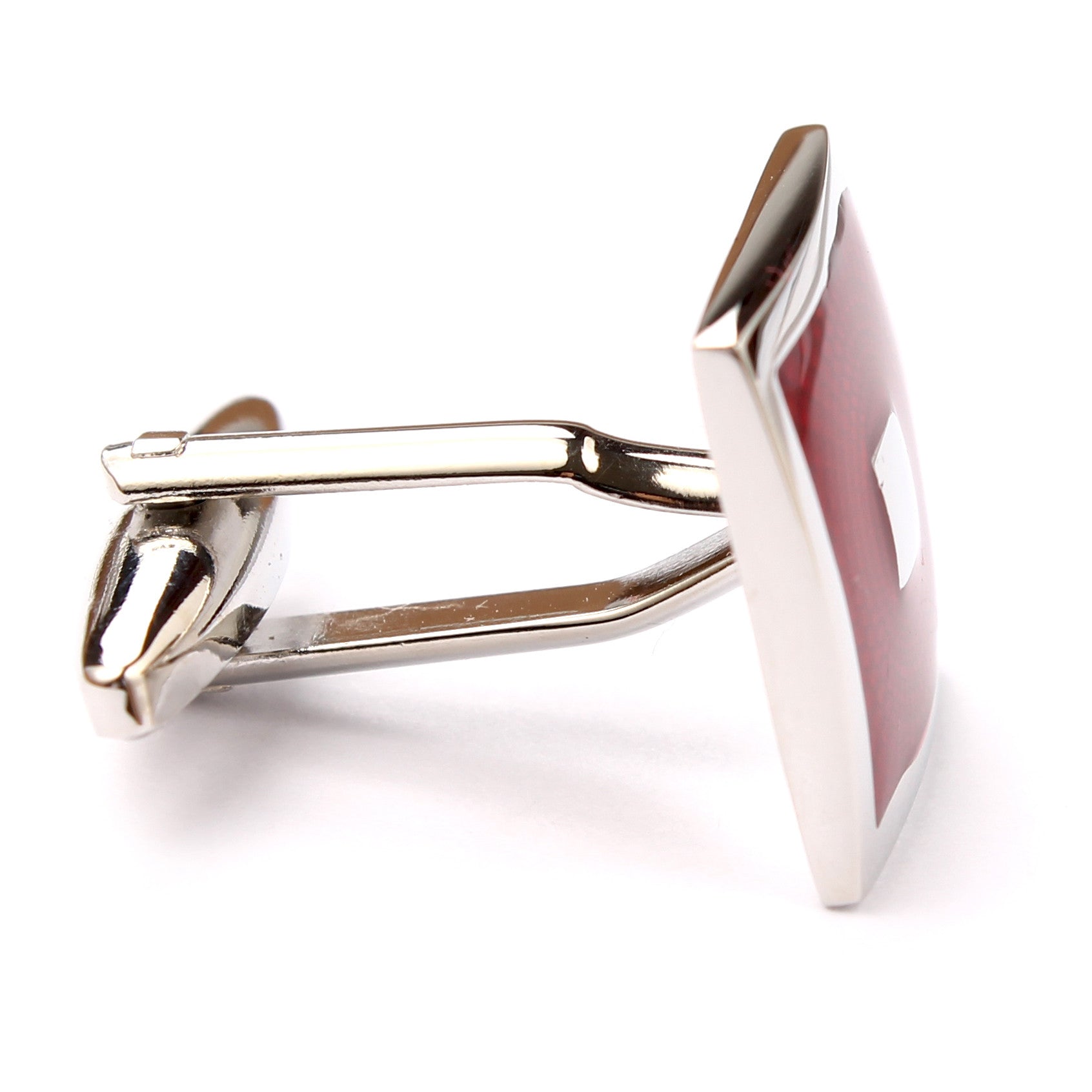 Silver Red Square Cufflinks | Designer Cats Eye Rimmed Cuff Links Men ...